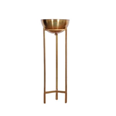 China Indoor wedding decoration stainless steel mirror flower pot with stand for sale