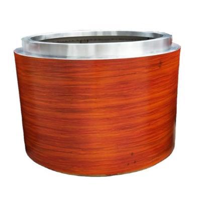 China Wood surface metal modern round shape flower pot  planter indoor for sale