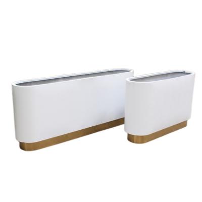 China Large metal white flower pots artificial curved planter boxes for sale