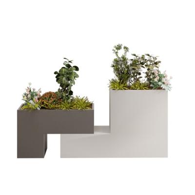 China European style square stackable planter white metal flower pot for sale