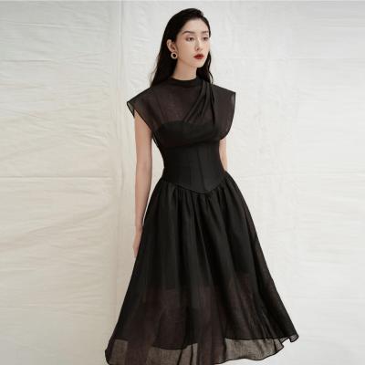 China Round Neck Classic Evening Gown Plain Dyed for sale