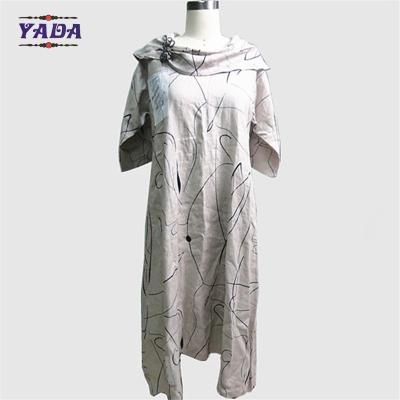 China Full printed 100% linen maxi sexy swing dress dresses party for women for sale
