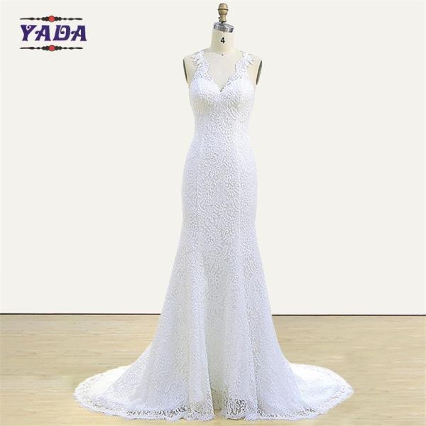 Γυναίκες Slim Fit V Neck Alibaba δαντέλα σέξι νυφική γοργόνα φόρεμα μοτίβα νυφικά φορέματα Κίνα