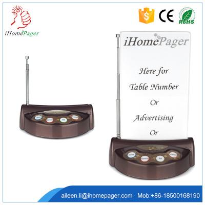 Chine Bouton d'appel de serveur sans fil de haute qualité avec 4 touches et un support de menu flash à vendre