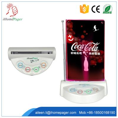 Chine 433MHZ restaurant sans fil 4 touches bouton d'appel support de contenu personnalisé avec le support de menu flash à vendre