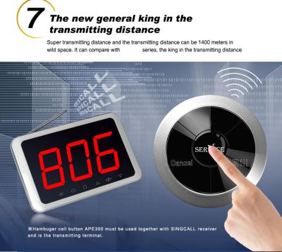 China Wireless parede fixa ou desktop 433.92Mhz um grupo 3 dígitos número de chamada monitor de tela com armação de alumínio prateado à venda