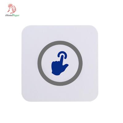 China Novo design branco personalizar logotipo sistema de pager sem fio botão de chamada toque totalmente à prova d'água à venda