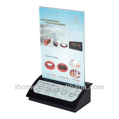 Cina Ristorante senza fili chiamata cameriere pulsante Tavola Stand Menù Portatore con carta pubblicitaria in vendita