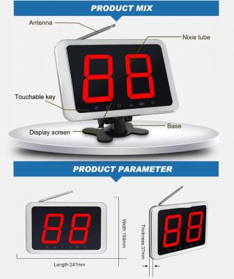 중국 무선 스마트 장거리 레스토랑 테이블 호출 시스템 디스플레이 수신기와 호출 버튼 판매용