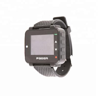 China Customize alphanumeric wireless wrist watch and button pager system emergency call with vibration or buzzer for sale