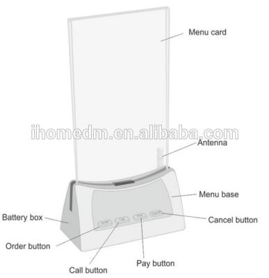 중국 메뉴 홀더 버튼을 가진 레스토랑 음식 서비스 호출 시스템 판매용