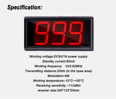 China Melhor preço 433.92MHz sistema de pager sem fio botão fino e receptor de exibição para restaurante à venda