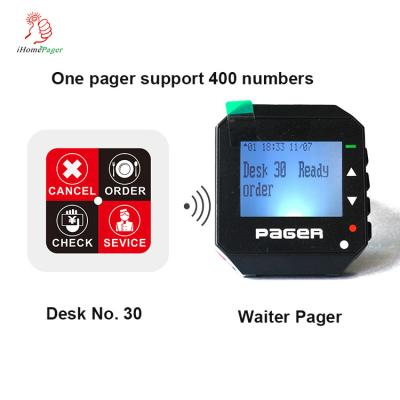 Cina Banca nuova tendenza 433.92mhz nero smart polso alfanumerica orologio pager ricevitore di chiamata sistema in vendita