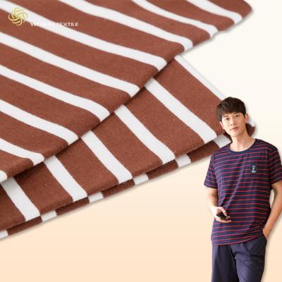 Cina 190gm Tessuto a maglia a strisce Filato tinto Puro cotone T-shirt traspirante in vendita