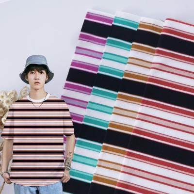 Chine Le doux multicolore adapté aux besoins du client de tissu de rayure de coton a sué le matériel absorbant 175cm à vendre