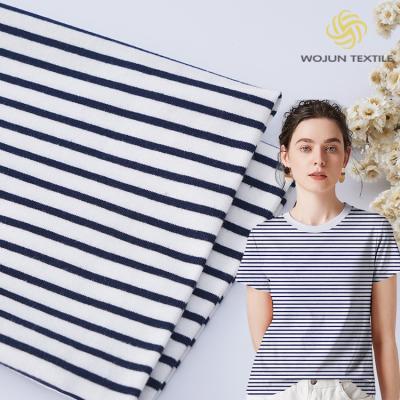 China Pure Cotton Sweat Absorbing Striped Knit Fabric For T - Shirt Breathable And Healthy for sale