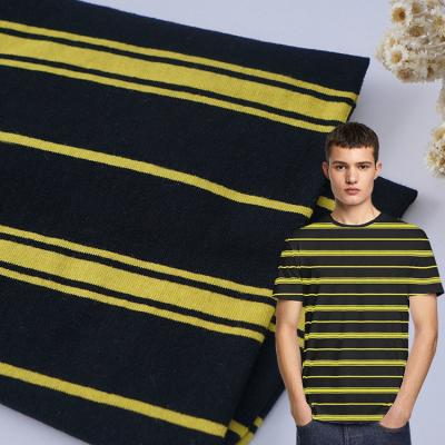 China Duurzaam gewoon katoen zweet absorberend gestreepte materiaal stof voor T-shirt scheurbestendige for sale