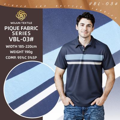 China Wear-Resistant ,  Healthy High Color Fastness Striped Knit Fabric For Polo Shirt for sale
