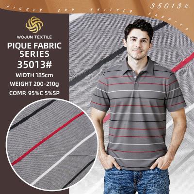 China Striped Cotton Pique Fabric: 185cm Wide Stretch For Modern Polos for sale