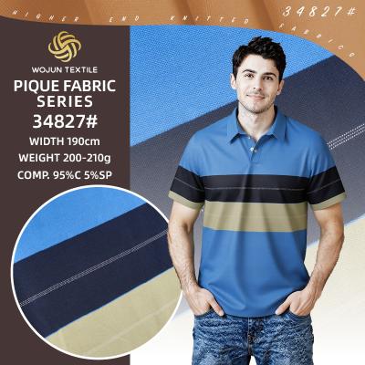 China 190cm Striped Cotton Pique Fabric: Yarn-Dyed Stretch for Modern Polos for sale