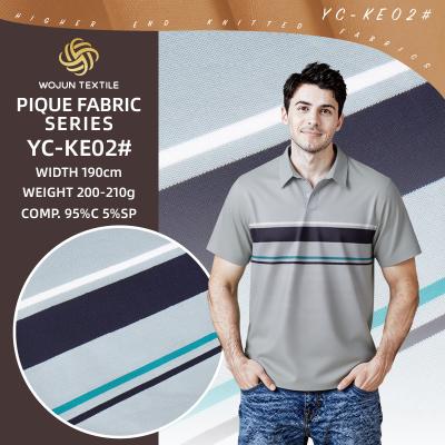 China 190cm Striped Cotton Pique Fabric: 95/5 Stretch for Sculpted Polos for sale