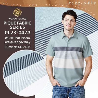 China 195cm Striped Cotton Pique Fabric: Architectural Stretch for Modern Polos for sale