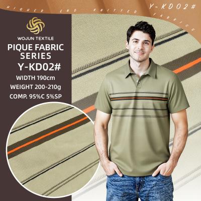 China Striped Cotton Pique Fabric: 190cm Wide 95/5 Stretch for Polos for sale