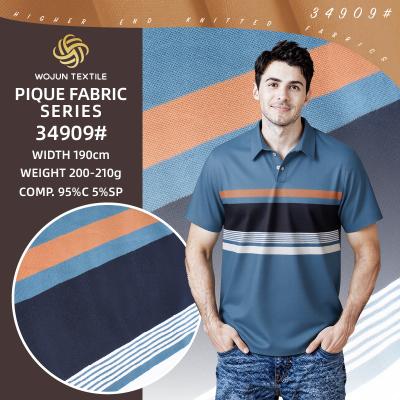 China Premium Striped Cotton Pique Fabric: The 95/5 Blend for Luxury Polos (68 Characters) for sale