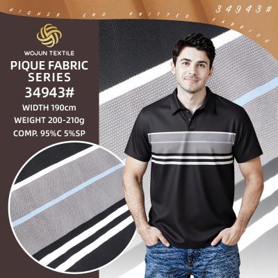 China Premium Striped Cotton Pique Fabric: The 95/5 Blend for Luxury Polos (68 Characters) for sale