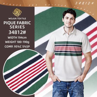 China Premium Striped Cotton Pique Fabric: The 95% Cotton 5% Spandex Solution for Custom Polos for sale