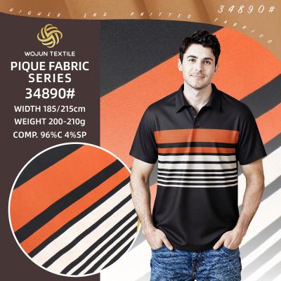 China Premium Striped Cotton Pique Fabric: The 95% Cotton 5% Spandex Solution for Custom Polos for sale