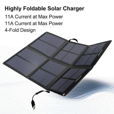 China Highly Foldable Solar Charger with PSE Certifications 11A Current at Max Power 4-Fold Design for sale