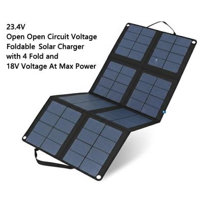 China 23.4V Open Circuit Voltage Foldable Solar Charger with 4 Fold and 18V Voltage At Max Power for sale
