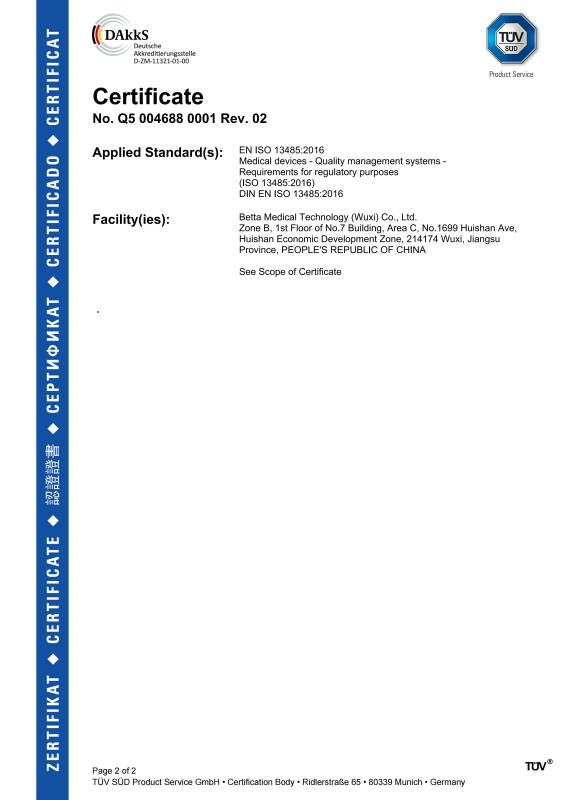  - Betta Medical Technology Co., Ltd.