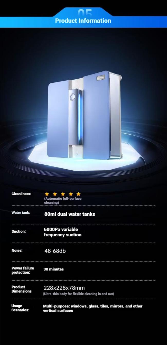 Four Way Water Spray Window Cleaning Robot in Ice Blue color