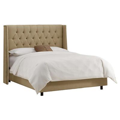China french style bed ,upholstered bed in velvet fabric with button tufted headboard bed design for sale