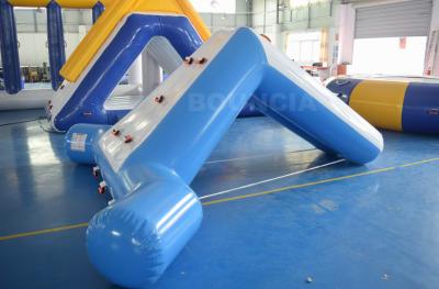 China 0.9mm Blue Color PVC Tarpaulin Swimming Pool Small Water Slide for sale