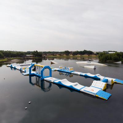 China Bouncia Inflatable Water Obstacle Course For Wake Park / Inflatable Water Park Factory for sale