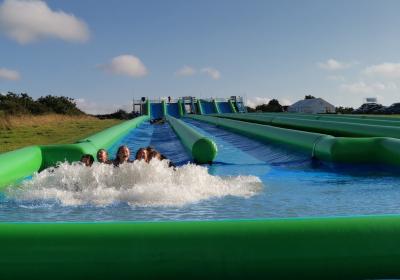 China 100m Giant Inflatable Slip N Slide With Pool For Kids And Adults for sale