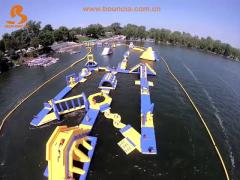 Outdoor Inflatable Water Park 50m*34m Maximum 120 People Capacity