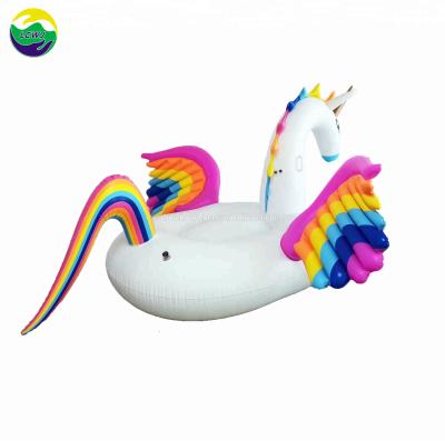 China Rijd op opblaasbare gigantische eenhoorn zweef 280 x 230 x 135 cm opblaasbare strand zweef Floatie Te koop