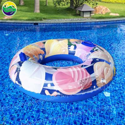 Cina Ocean Seashell Anello di nuoto trasparente per neonati Piscine gonfiabili tubi galleggianti 0,22 mm in vendita