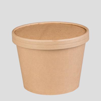 China Kraft paper soup bowl 18 PE coated paper disposable soup cup container for sale