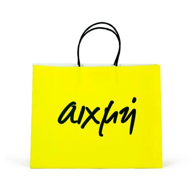 China Private logo custom gold printing gift bag white kraft paper material for sale