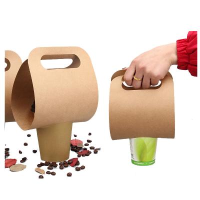 China Simple design low cost portable Kraft cup holder take out hot drink carrier bag for sale
