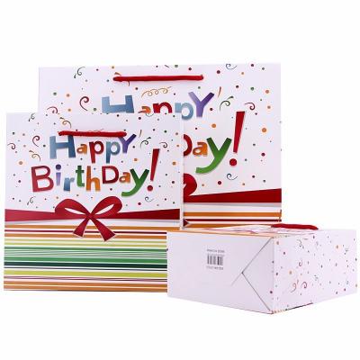 China Cheap happy birthday paper bag wholesale custom printing logo with handle for sale