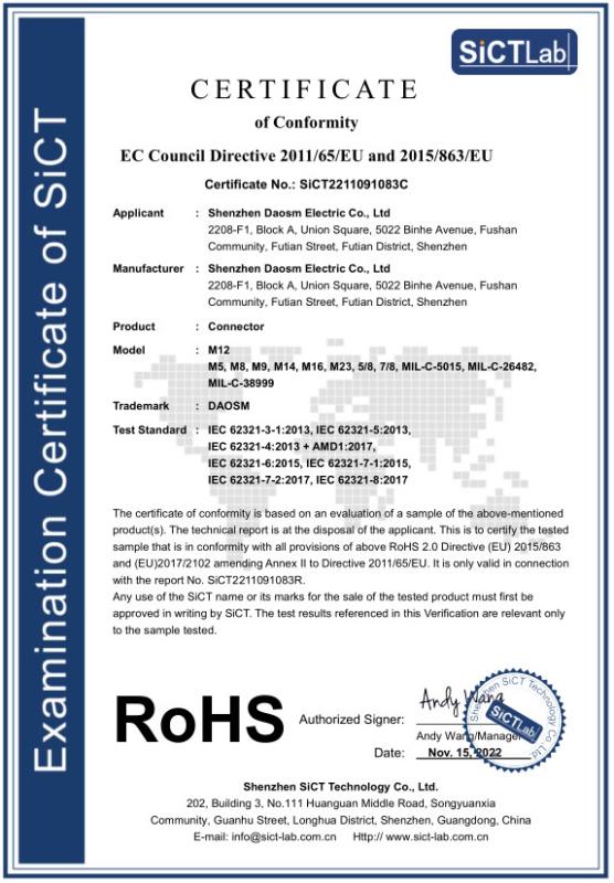 ROHS - Shenzhen Dawson Electric Co., Ltd.