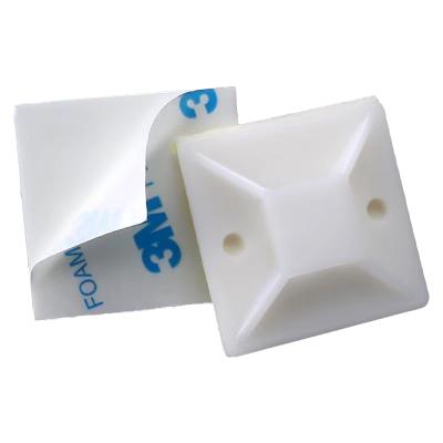 China Ashan 25*25mm Nylon PA66 Strongly Self Adhesive Tie Mounts for Wire Management and Cable Clips for sale