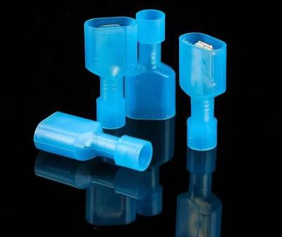 China 500 PCS Blue FDFN2-250 Female Insulated Crimp Terminals 16-14 AWG Nylon Quick Disconnect Insert Spade Connector Automotive Brass for sale
