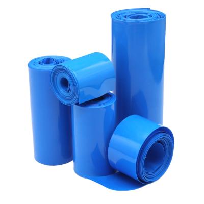 China SKYGOD High Voltage 125-200mm Width Battery Shrink Wrap Blue PVC Heat Shrinkable Film Insulation Tube for 18650/21700/32700 for sale